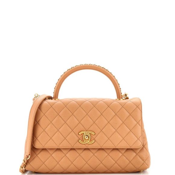CHANEL | Bags | Chanel Coco Top Handle Bag Quilted Caviar With Chain ...